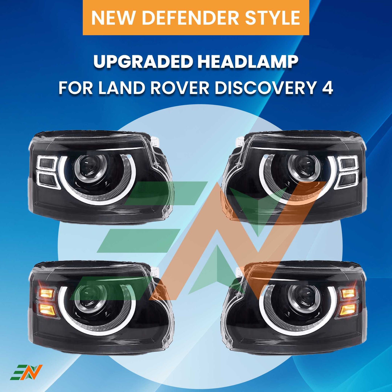 Modified Defender Pair Facelift Headlights for Land Rover Discovery 4